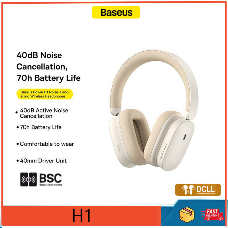 Baseus H1 ANC Wireless Hybrid 40dB Noise-Cancelling 4-mics ENC Bluetooth 5.2 40mm Driver HiFi ...