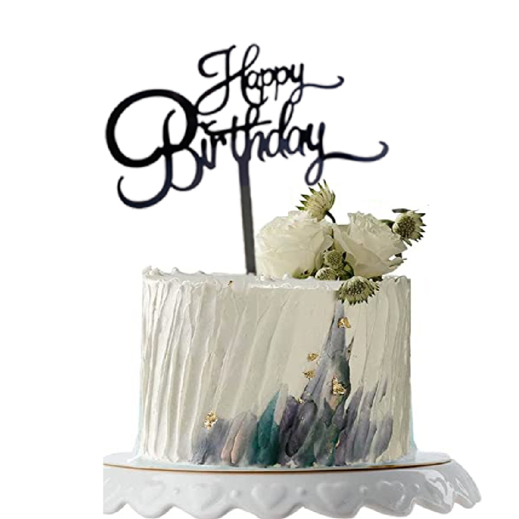 Acrylic Happy Birthday Cake Topper, Cursive Acrylic Happy Birthday Cake ...