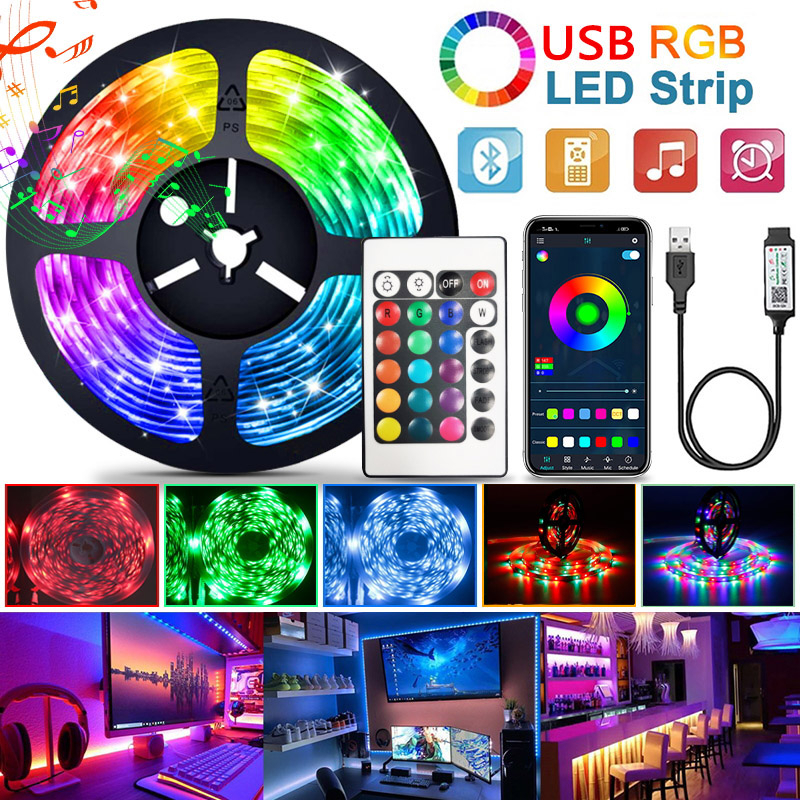 1-10M LED Strip USB LED Light Light 5050 lampu led Bluetooth DC 5V RGB ...