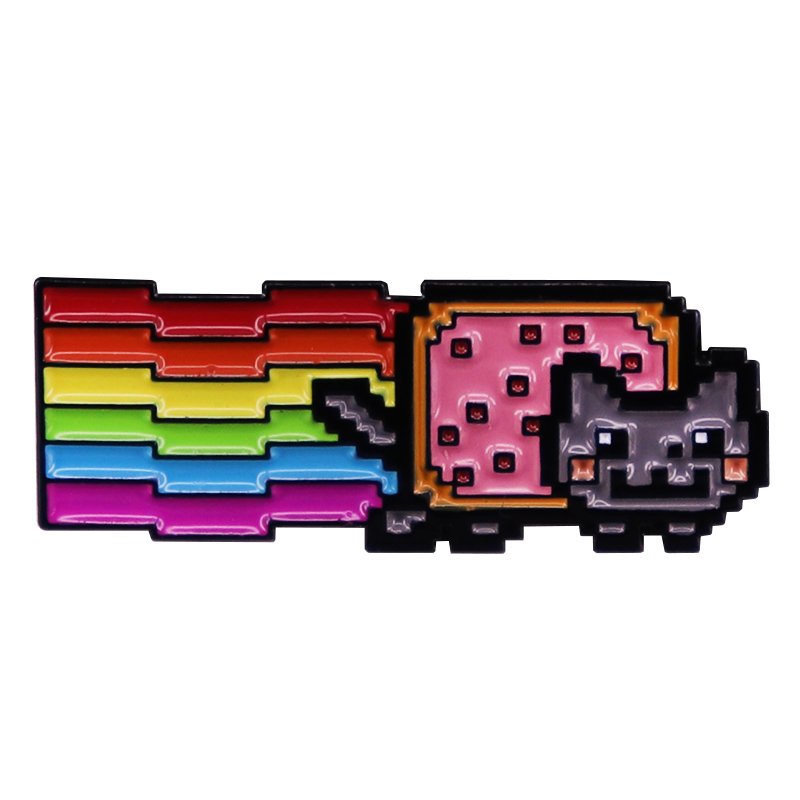 Rainbow Cat Badge Nyan Cat Enamel Pin Video Game Inspiration Brooch ...