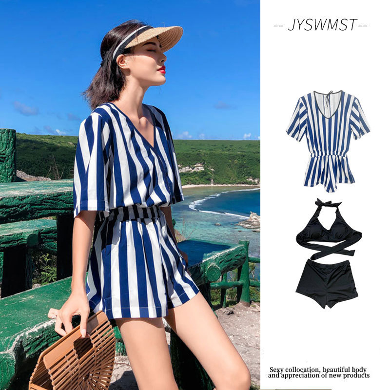 Swimming suit three piece cover up split bikini sexy ins style fake ...