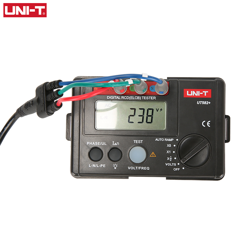 UNI-T UT582+ Digital RCD Tester ELCB Tester AUTO RAMP Leakage Circuit ...