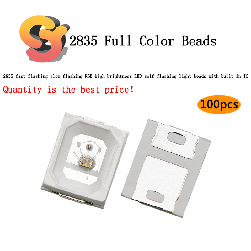 [Ready Stock Supply] 100pcs 2835 Fast Flash Slow Flash Full Color RGB ...