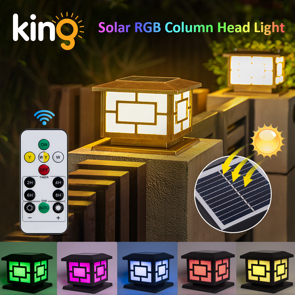 Solar Outdoor Light LED RGB Waterproof Courtyard garden Pillar Post ...