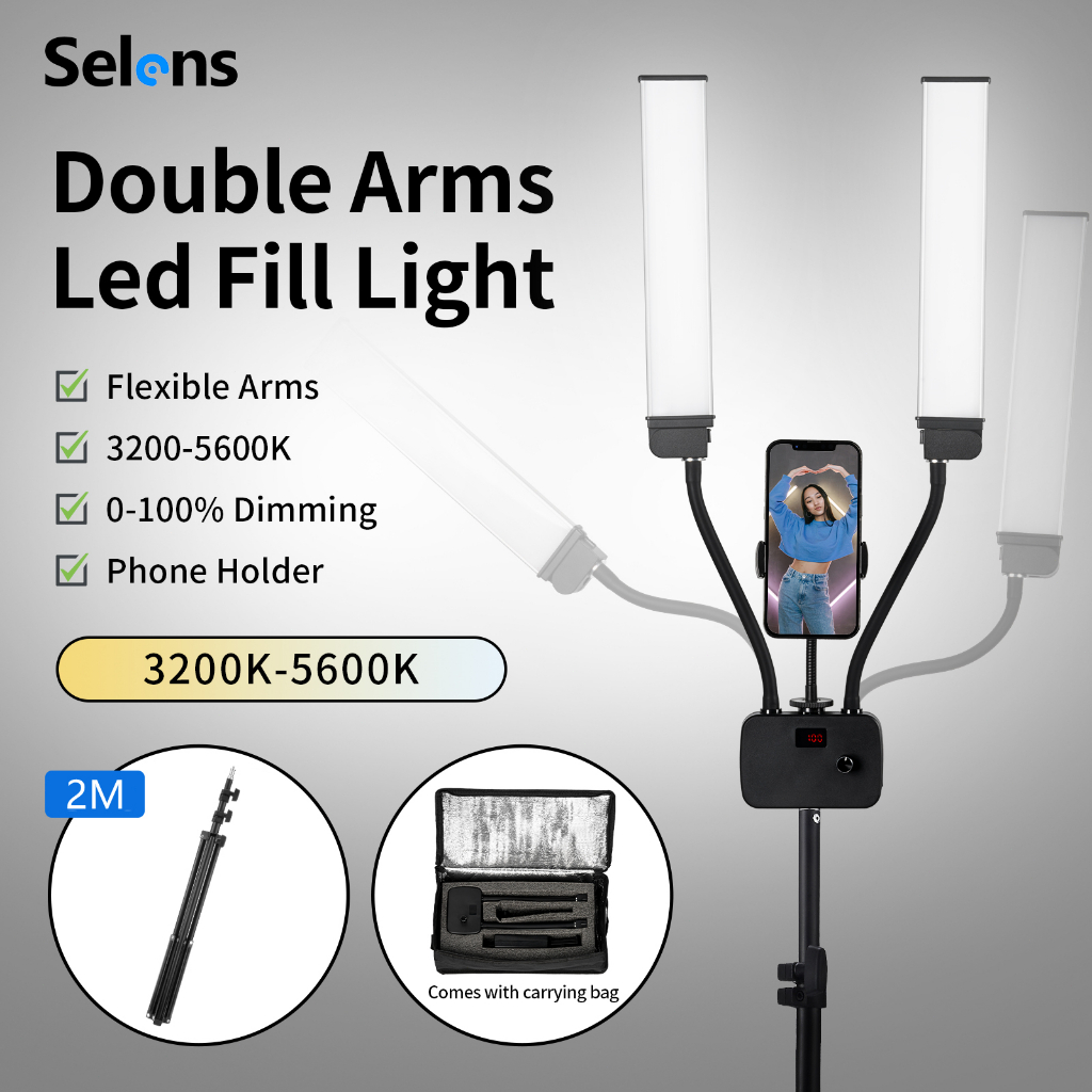 Selens Photo Studio Double Arms Fill Selfie Ring light Multimedia ...