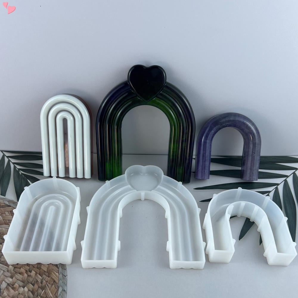 Arched Heart Gypsum Silicone Mold Background Ornament Mould Rainbow ...