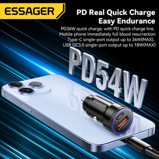 Essager 54W Car Charger USB+Type C Car Charger Fast Charging Input ...