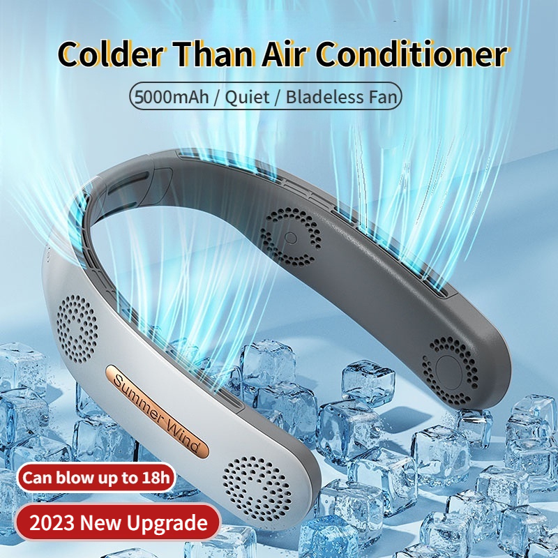 [Ready Stock] 2023 New 4 Bladeless Motor Fan Portable Neck Fan USB ...