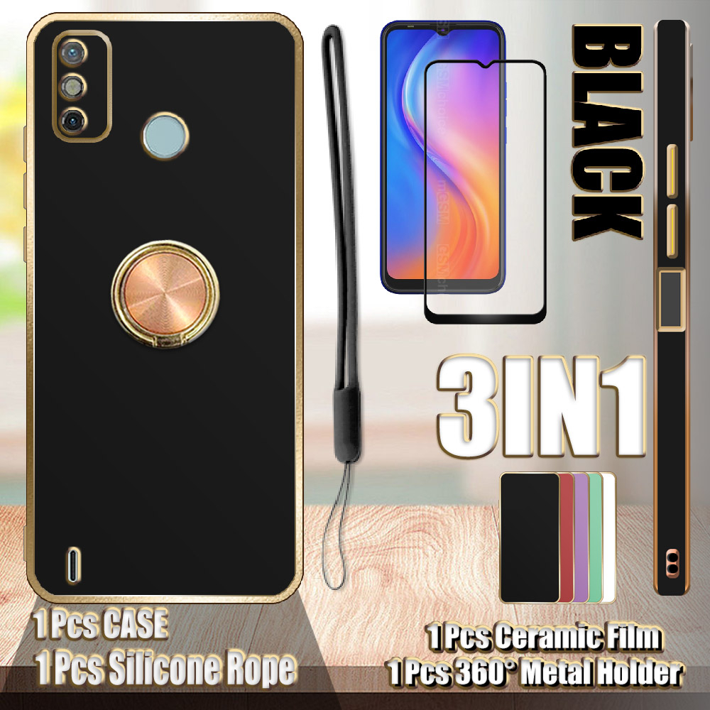 3 In 1 For Tecno Spark 6 Go Tecno KE5j/KE5k Straight Edge Electroplated ...
