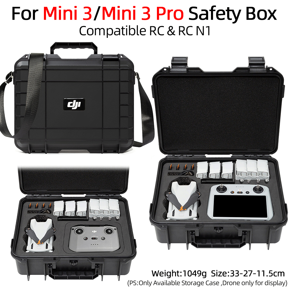 (No drones)for DJI Mini 3 /Mini 3 Pro box Black Portable Waterproof ...