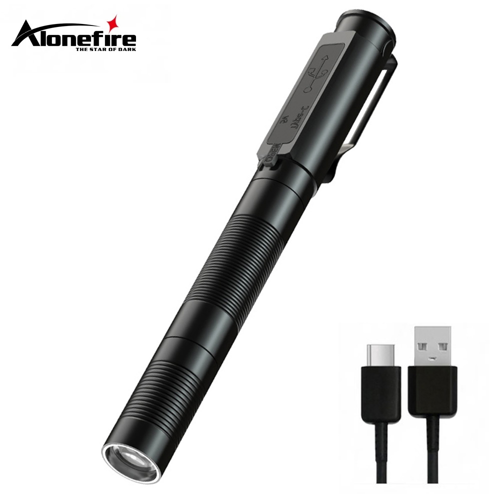 Alonefire P29 XPE Mini LED Flashlight 3 Mode Zoom USB Rechargeable Torch Waterproof Camping Lamp ...