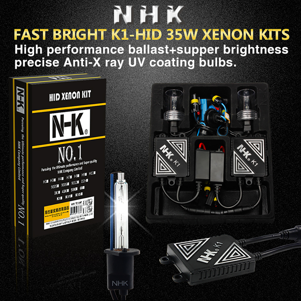 NHK AC 35W Fast Start Ballast HID Bulb Car Xenon Headlight Retrofit Conversion Kit H1 H3 H4 H7 ...
