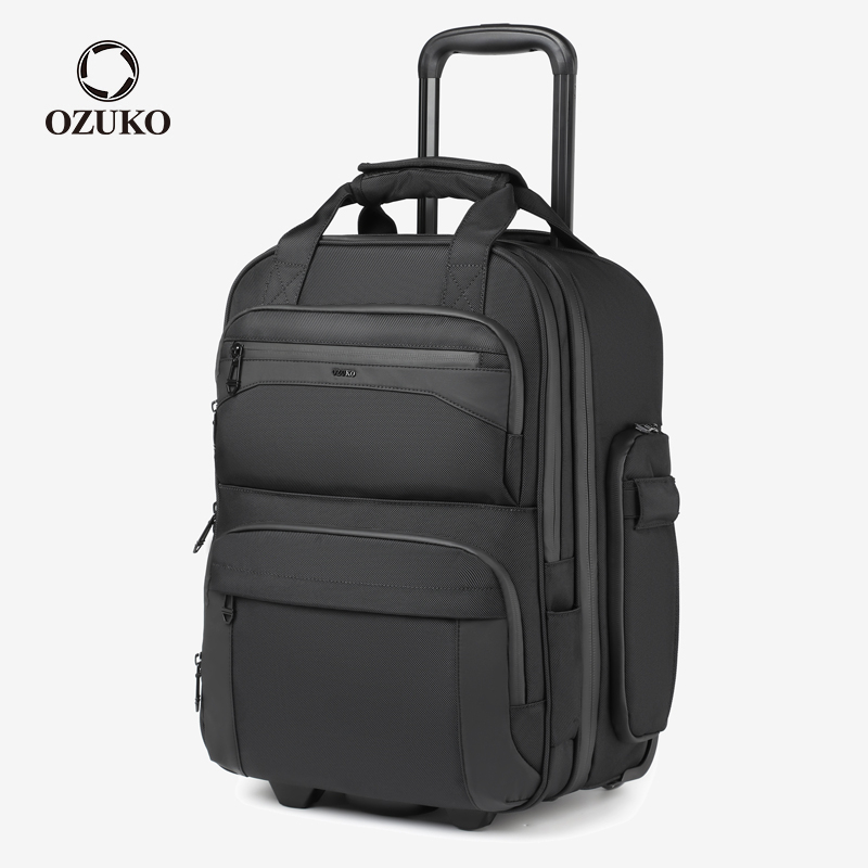 OZUKO Large Capacity Trolley Backpack 2 Wheels Waterproof Business ...