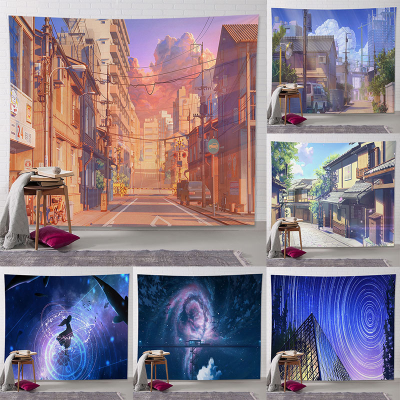 Anime Tapestry Wall Decor Home Interior Scene Art Hanging Background ...