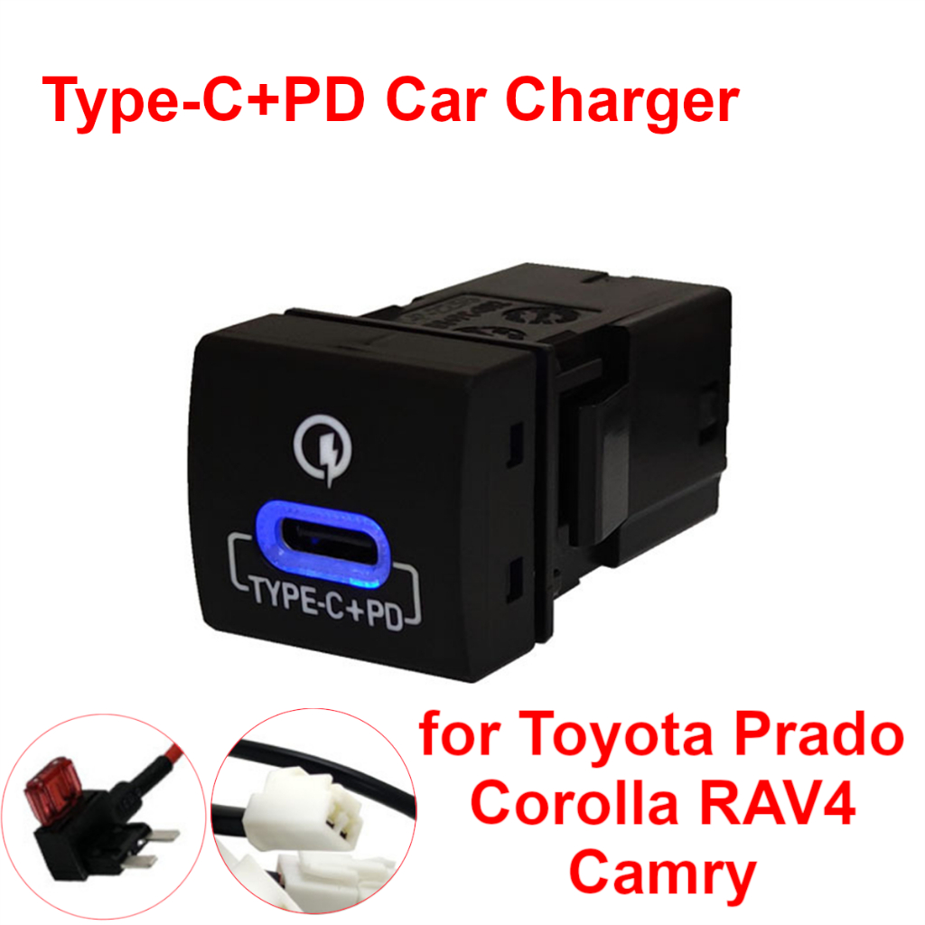TYPE-C PD USB Quick Interface Socket Fast Car Charger for Toyota Prado ...
