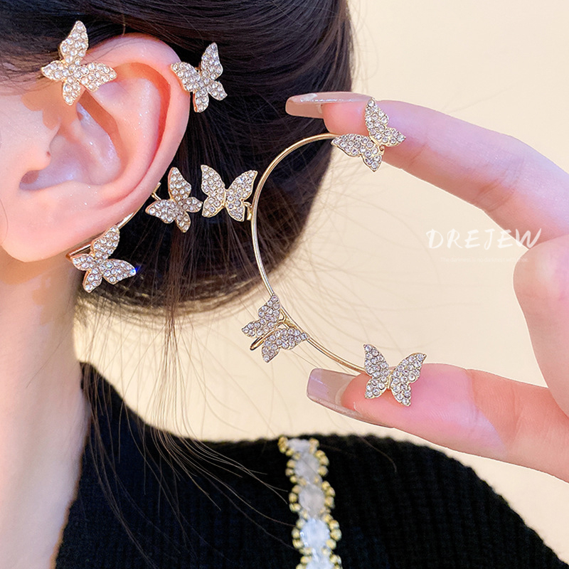 Drejew Korean High-End Sense Diamond Butterfly Earrings Cool Style ...
