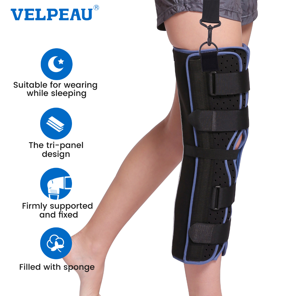 VELPEAU Leg Support Tri-Panel Knee Immobilizer Brace - Straight Leg ...