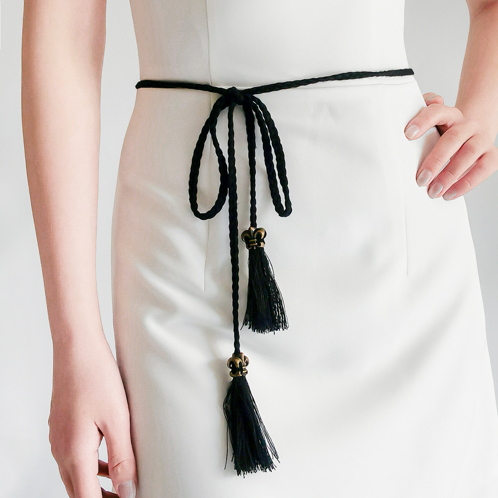 Chinese Braided Style Woven Tassel Belt Knot Decorated Waist Chain Boho ...
