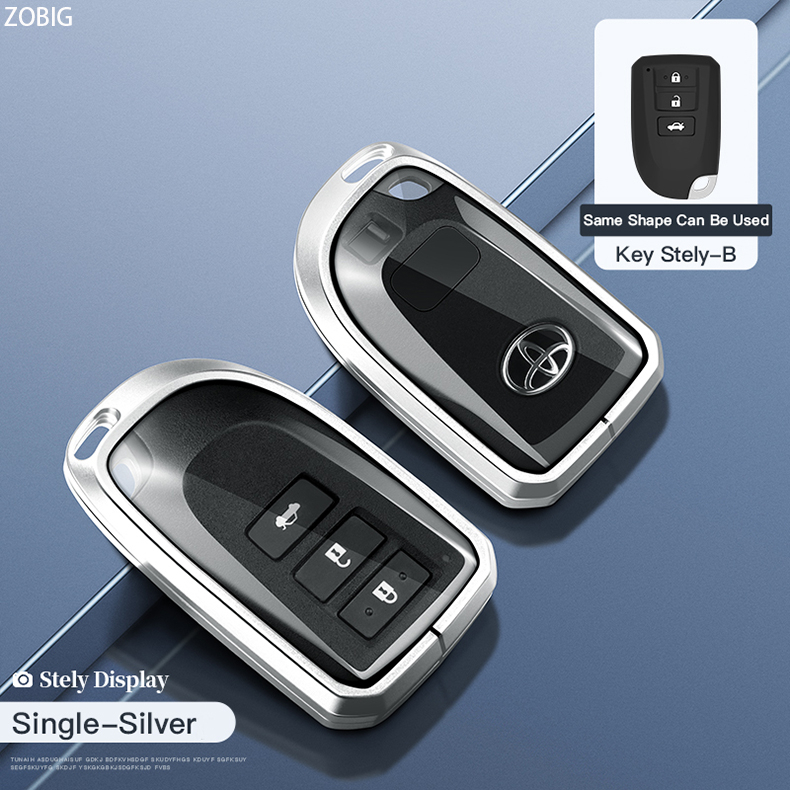 ZOBIG Aluminium alloy Key Fob Cover for Toyota Car Key Case Shell with ...