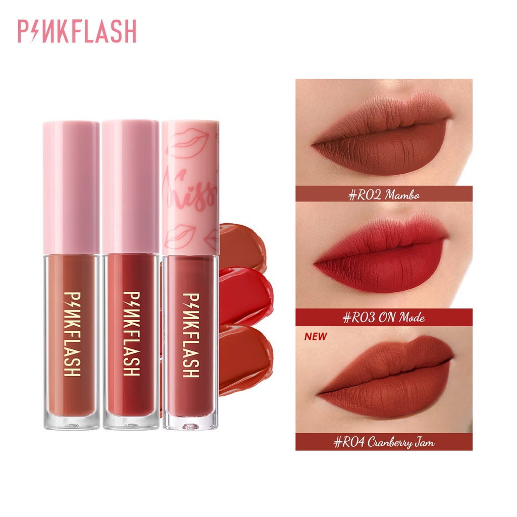 PINKFLASH 3PCS Lip Set OhMyKiss Matte Liquid Lipstick Soft VE ...