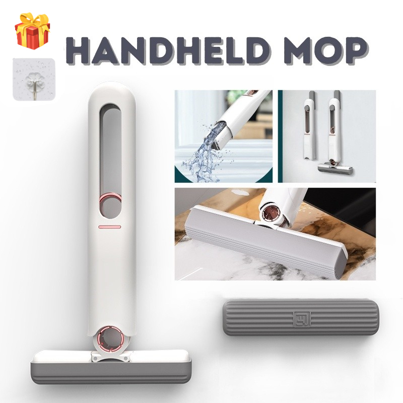 Mini Handheld Mop Portable Cleaning Mop with Squeezer Bathroom Car ...