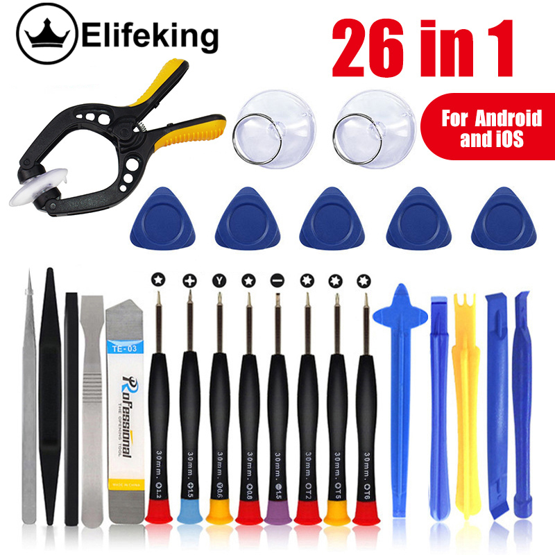 26 in 1 Mobile Phone Screen Opening Repair Tool Kits Spudger Tweezers ...