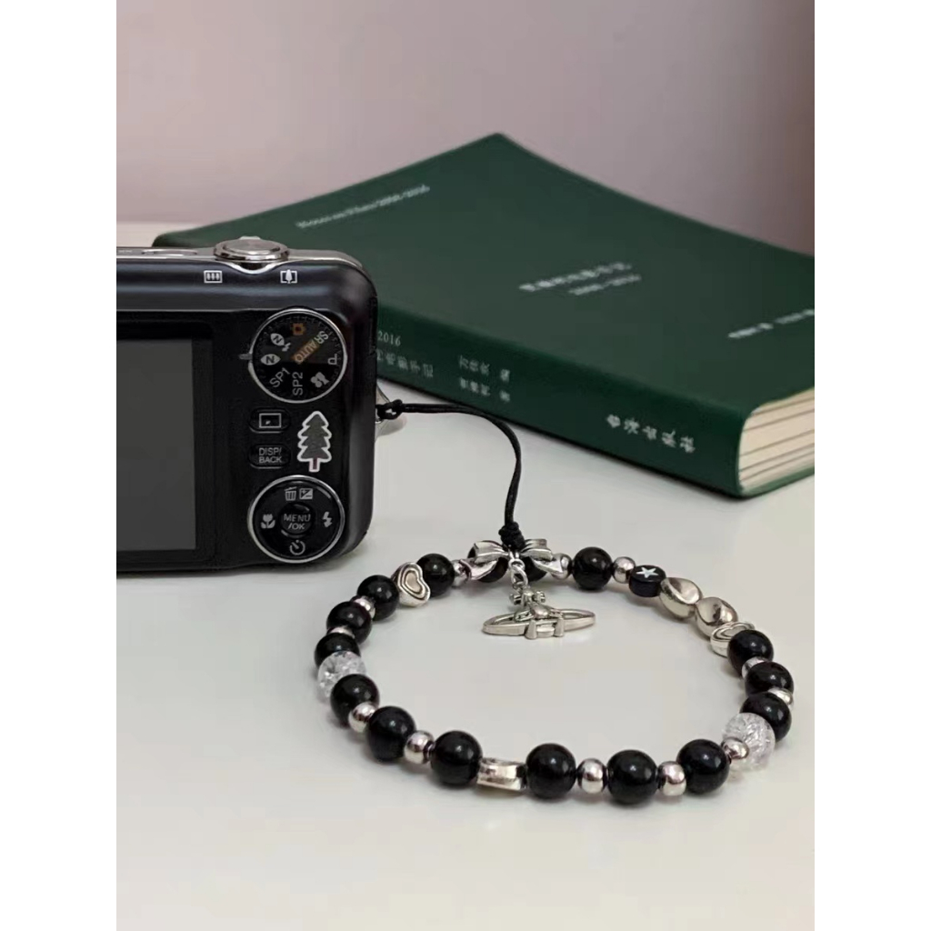 Original Design Black Silver Saturn Beaded Mobile Phone Chain ccd ...