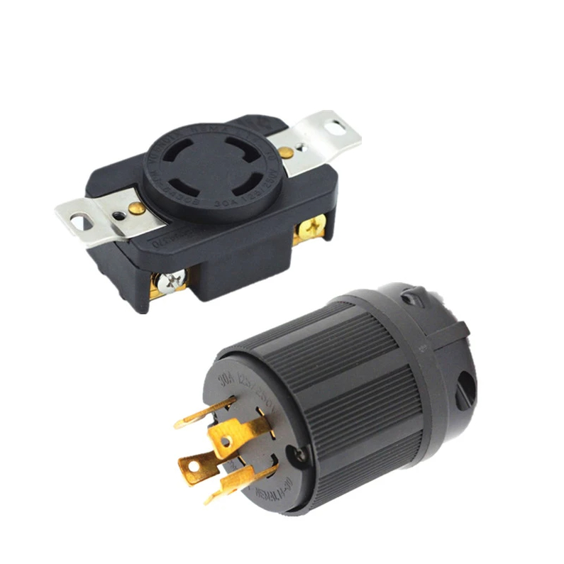 Black UL 30A 125V 250V NEMA L14-30P L14-30R Industrial twist lock power ...