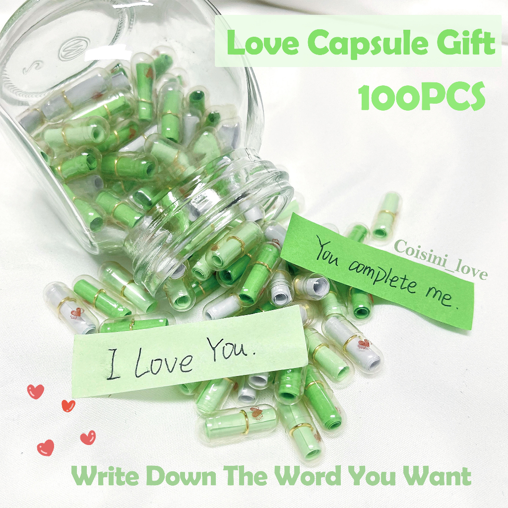 [Coisíní] 100Pcs DIY Love Letter Mini Capsule Green Style Paper Love ...