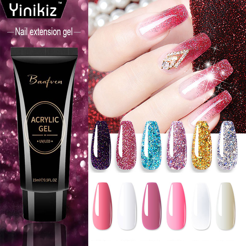 Poly gel Nail Extension Gel Pink White Clear Crystal Nail model Extend ...