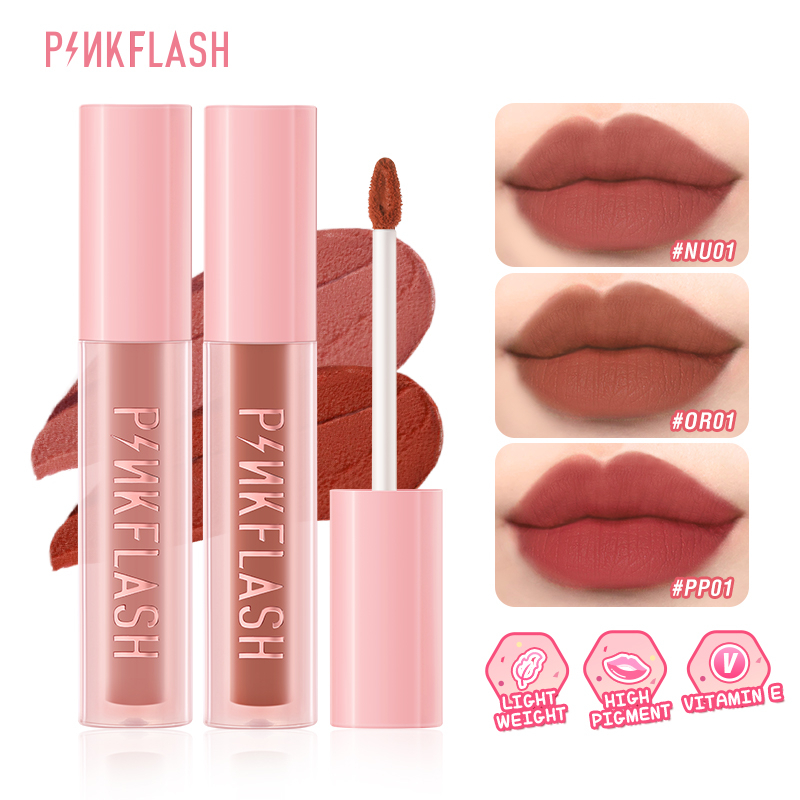 PINKFLASH Waterproof Lip Mud Velvet Matte Lipstick Vitamin E Moisturizing Lip Clay Smooth High ...