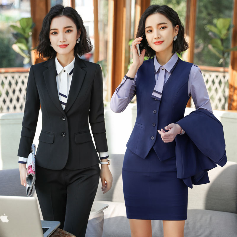 316 Long-Sleeved Two-Button Blue Professional Wear Work Uniform College ...