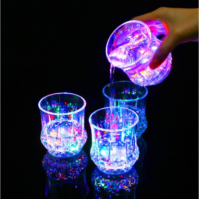LED Flashing Glowing Water Liquid Activated Light-up Wine Glass Cup Mug ...
