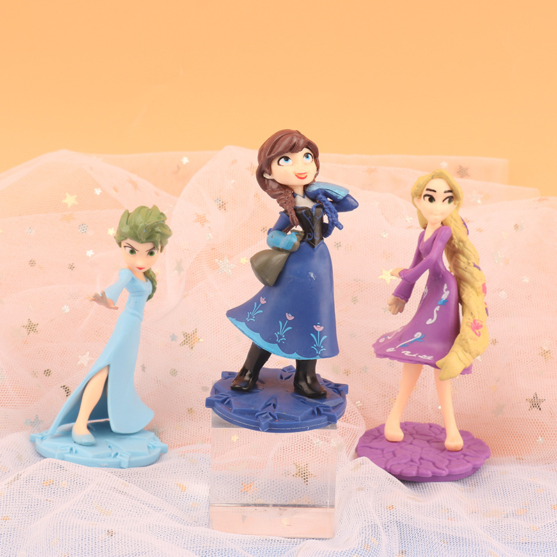3Pcs/Set Disney Princess Frozen Figure Anna Elsa Tangled Rapunzel Q ...
