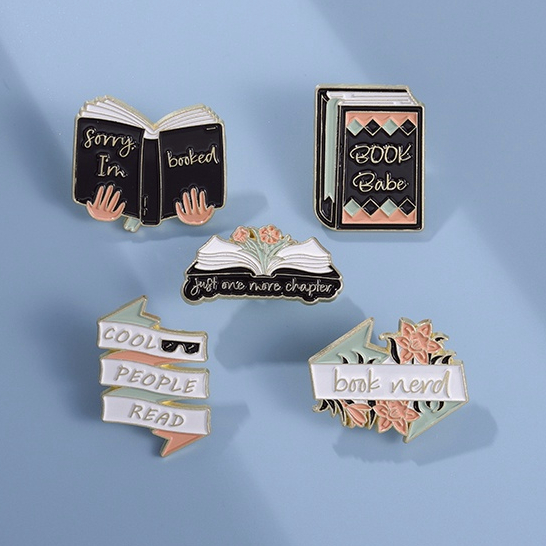 Book Nerd Enamel Pin Funny Book Brooch Book Text Ribbon Pins Lapel ...
