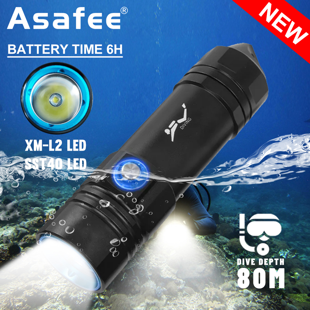 Asafee1500LM AF12D Super Bright Diving Flashlight L2 /SST40 LED torch ...