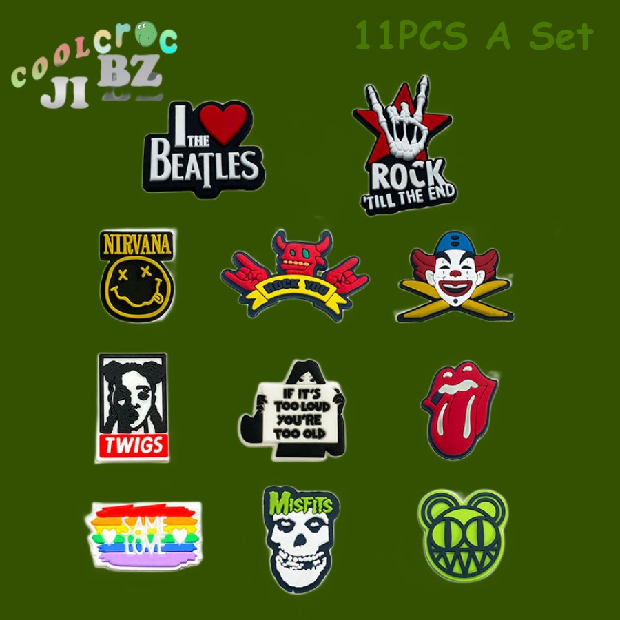 11PCS/Set Passion Rock Series Crocs Accessories Cartoon Jibbitz Shoe ...