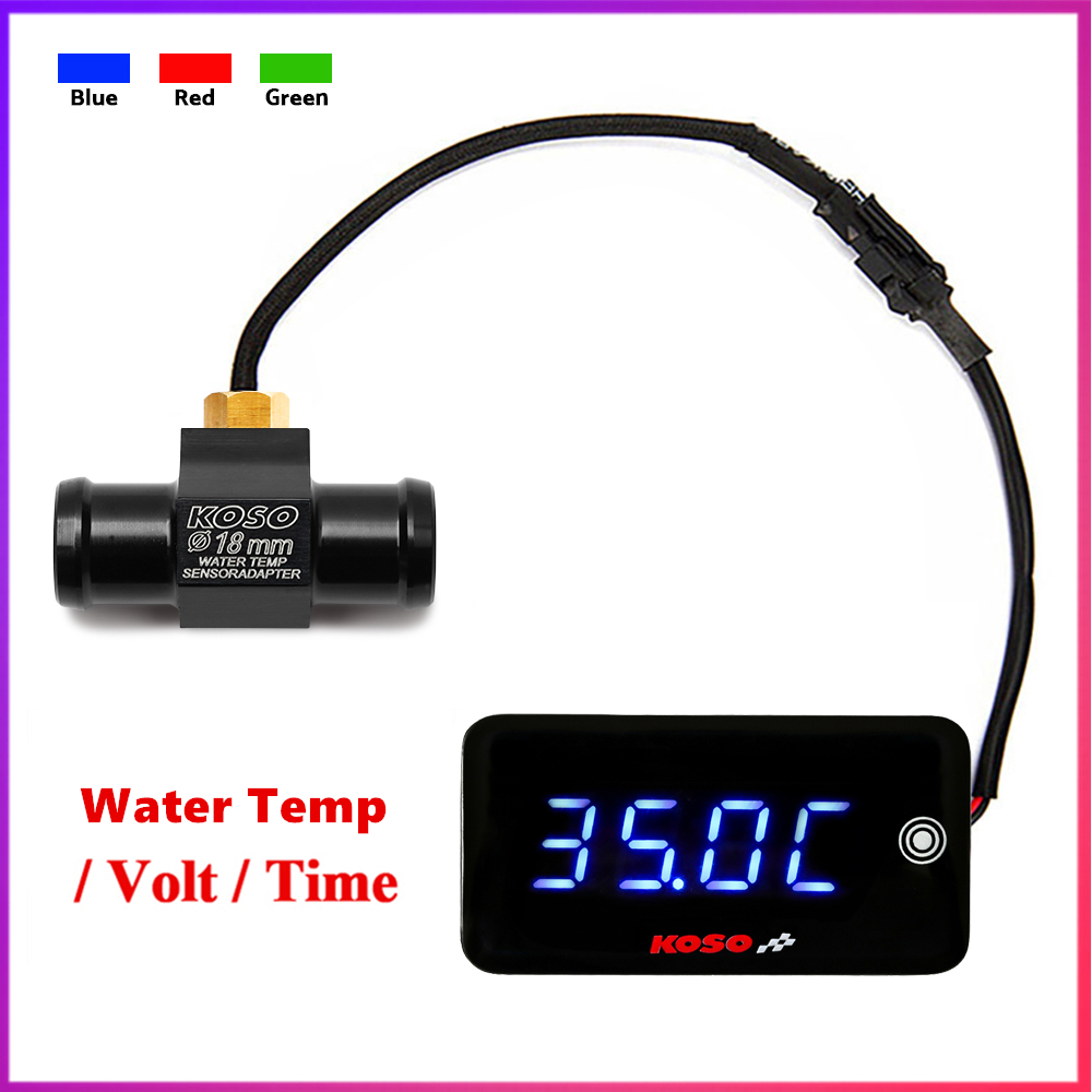 KOSO Mini 3 in 1 Voltmeter Motorcycle Water Temperature Functional Touchscreen Instrument Meter ...