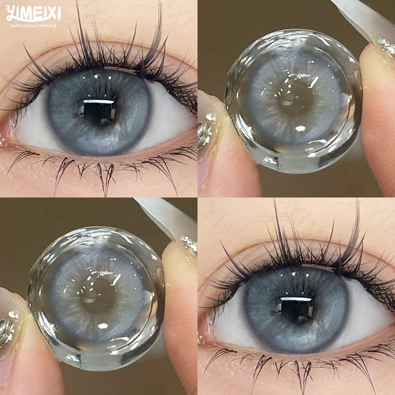 Yimeixi 2pcs grey blue contact lens 14.2mm natural Iris colored contact ...