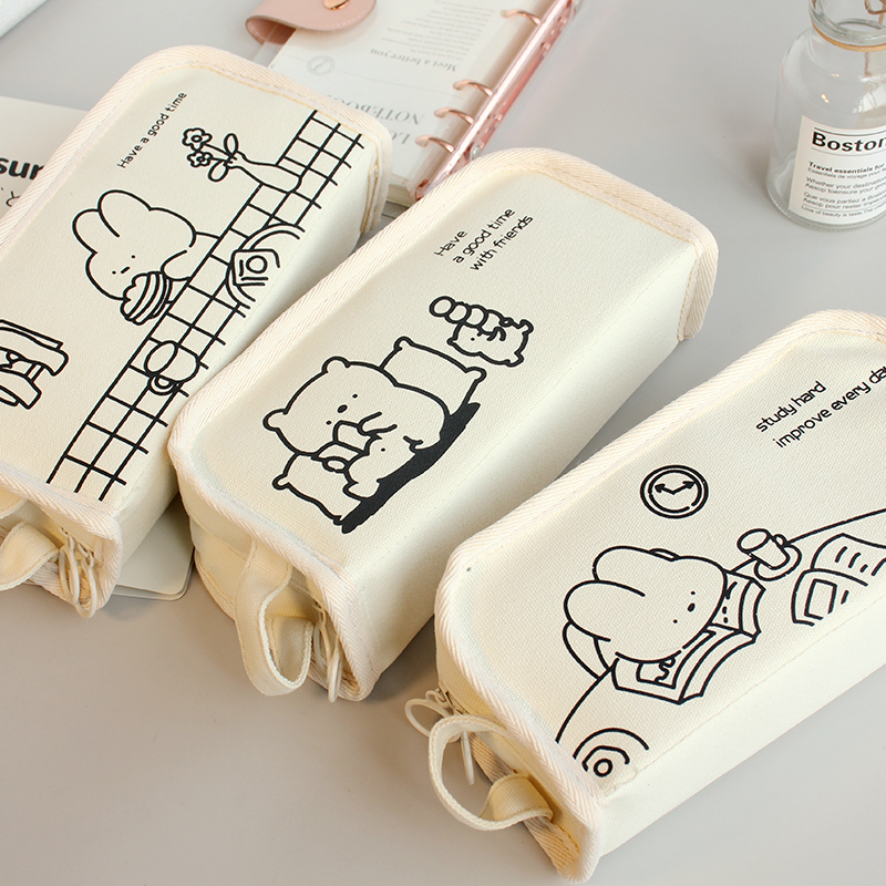 Penlab Cute Cartoon Pencil Bag Case Large Capacity Mesh Pocket Storage ...
