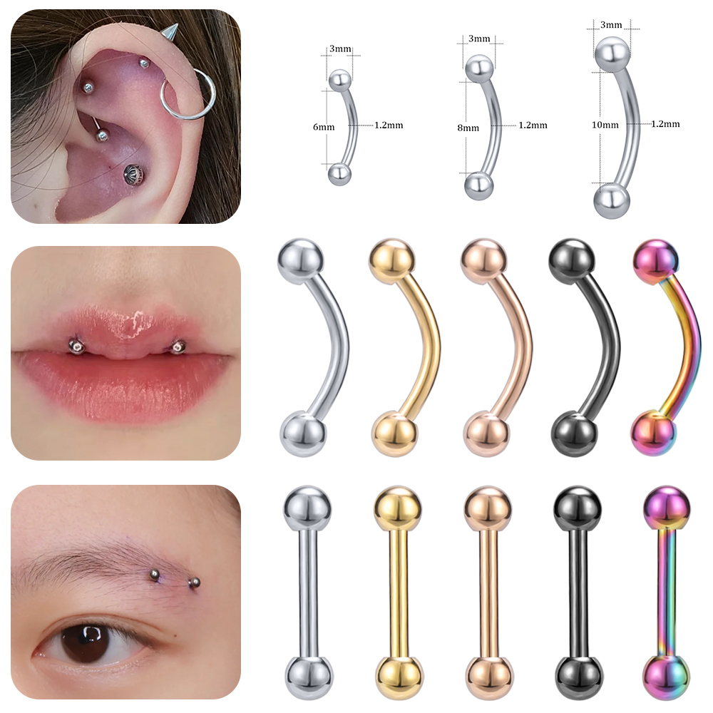 1 PC Stainless Steel Eyebrow Piercings Double Balls Eyebrow Rings ...
