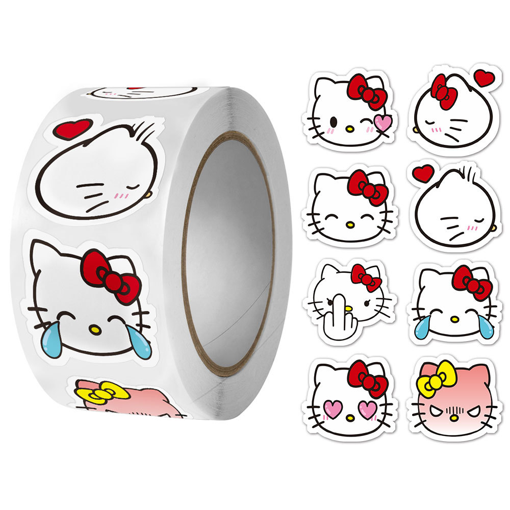 500 Pcs/Roll 2.5cm Round Square Cute Cartoon Hello Kitty Pink Bear ...