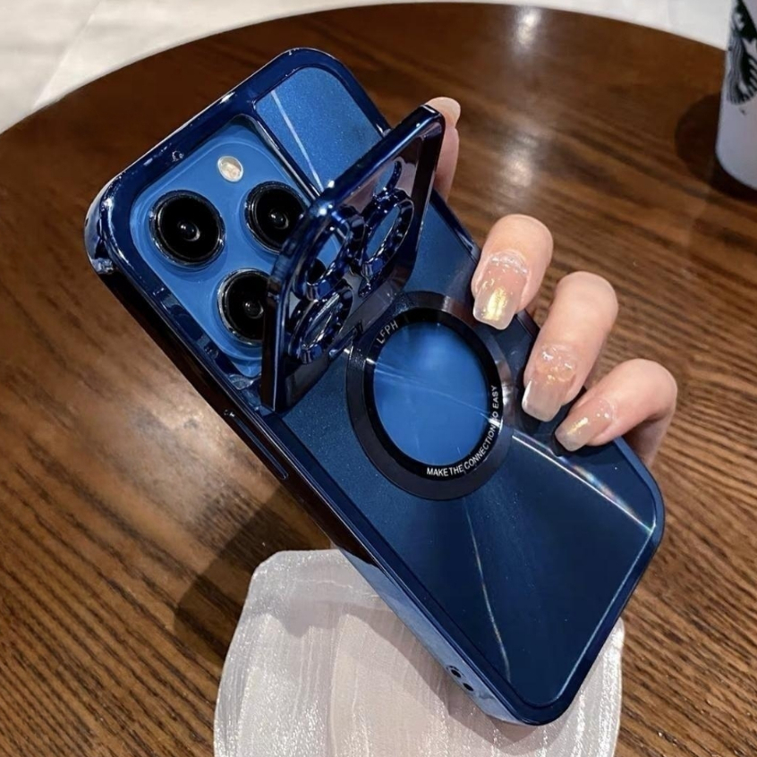 【Matte soft case/Bracket/Blue】compatible for iPhone 11 12 13 14 pro max ...