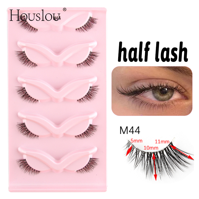 Houslou 5 Pairs Cat Eye Lashes 3D Fluffy Faux Mink Full Strip Eyelashes ...
