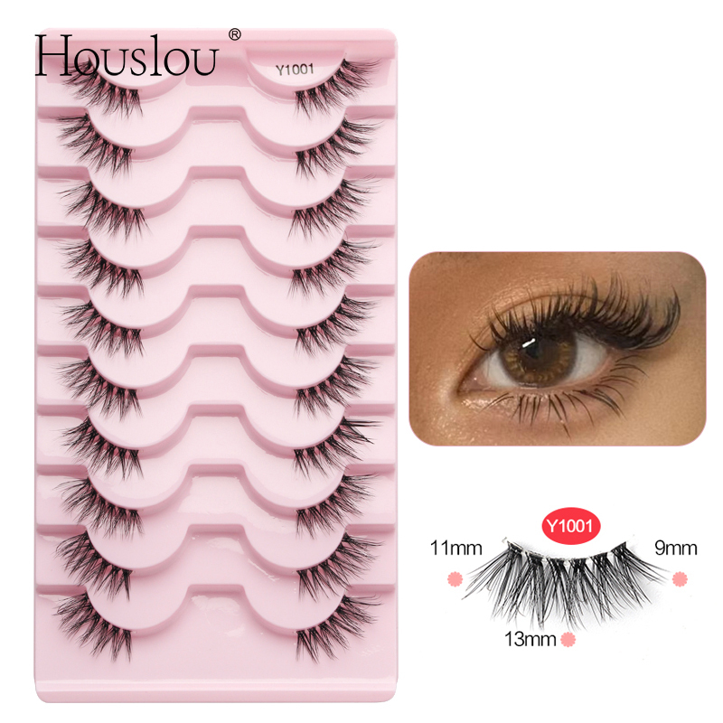 Houslou 10 Pairs 3D Half Eyelashes Wispy Lashes Extension Soft Natural ...