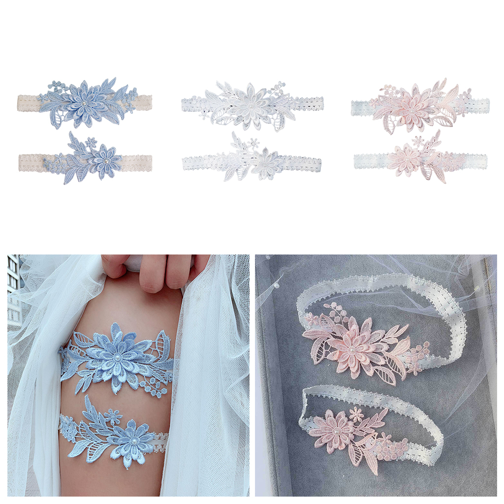 2Sets Bridal Leg Garters Lace Wedding Bride Dance Set Sky | Shopee ...
