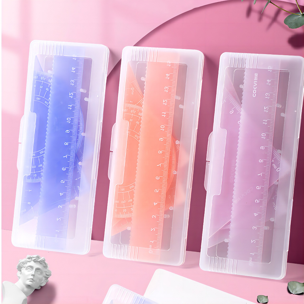 Jelly Color Ruler Set Transparent Plastic Ruler Triangle Board ...