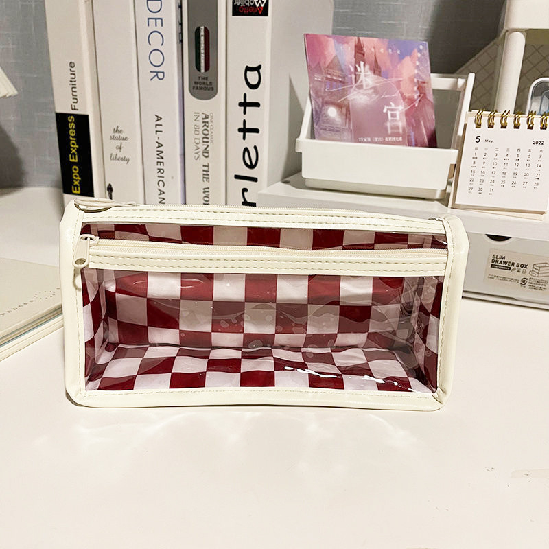 Creative Colorful Checkerboard Pencil Case Large Capacity Simple ...