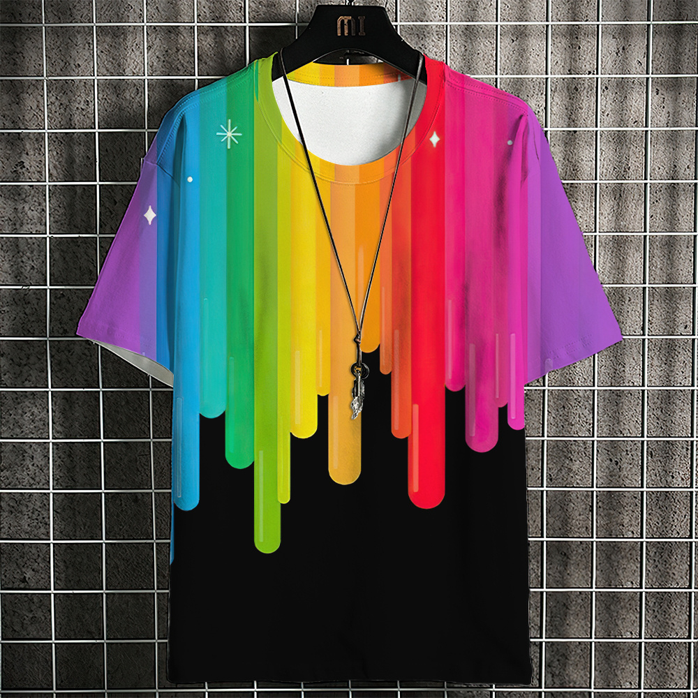 Pride Month Rainbow Pattern Printing LGBT Unisex Shirts New Trendy Men ...