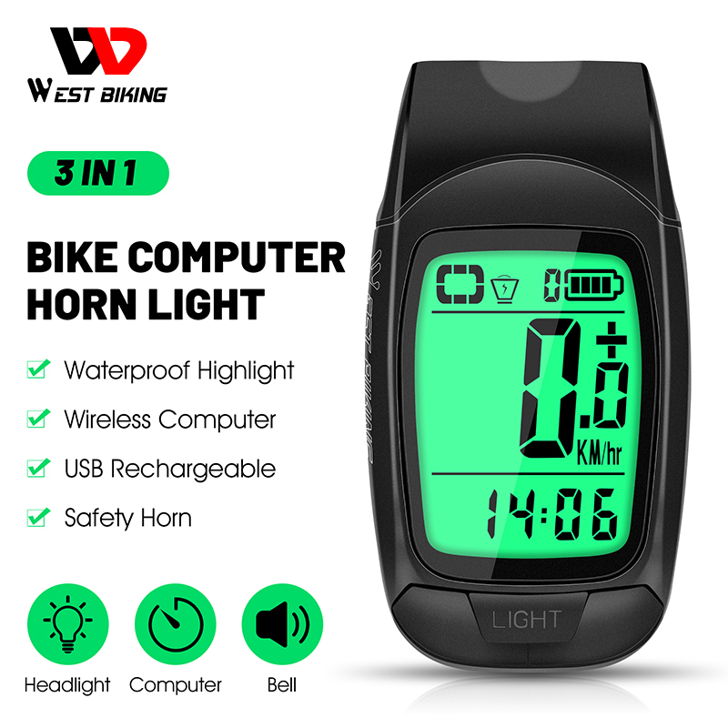 WEST BIKING Waterproof Bicycle Computer 3 in 1 Bicycle Speedometer Horn ...